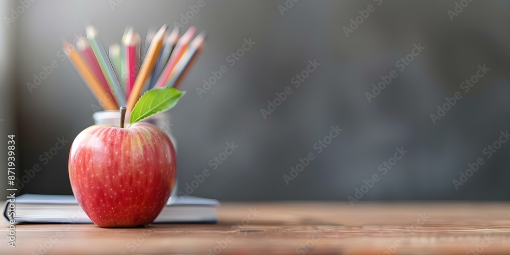 Desk with School Supplies and Apple Enrolling 169 Students in a ...