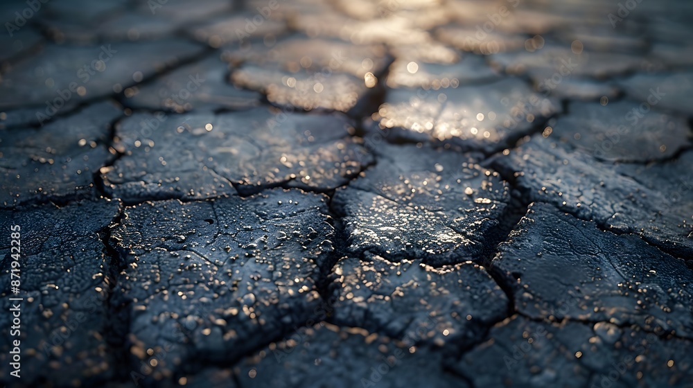 ภาพประกอบสต็อก The asphalt road, with cracks and worn areas ...
