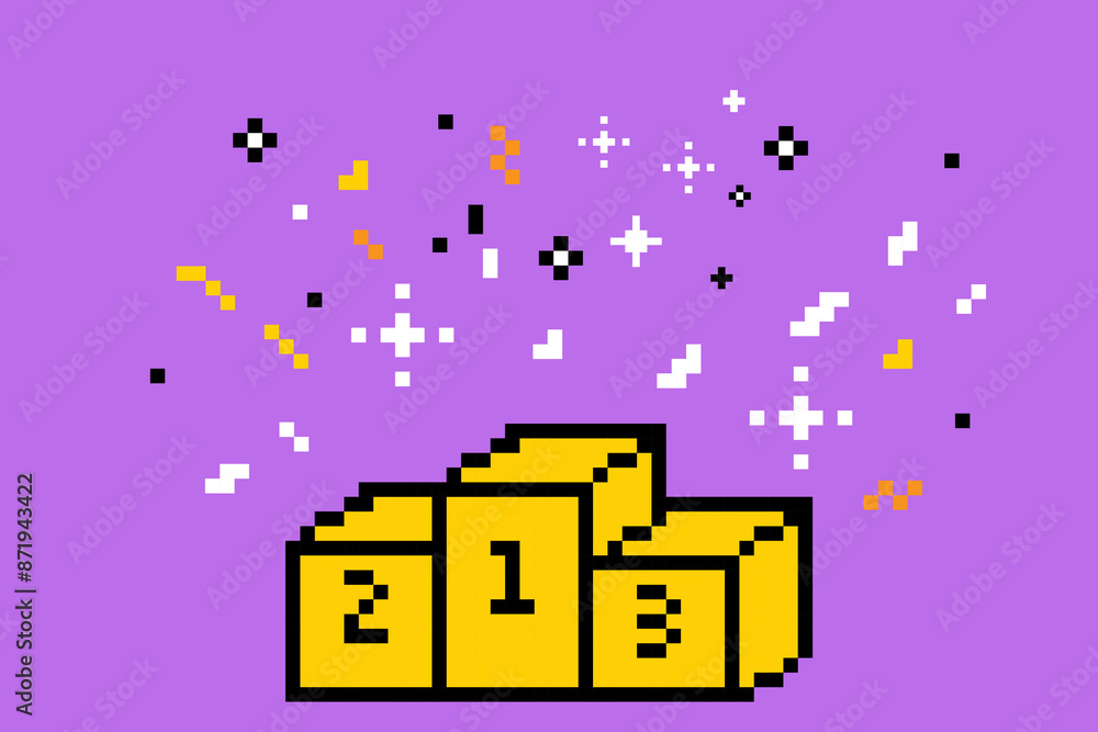Podium for winners in pixel art style. Pixels pedestal. Sport podium ...