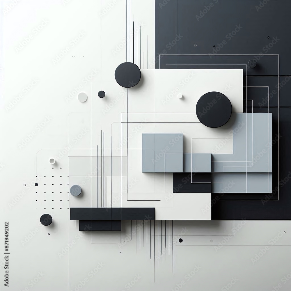 An elegant and modern monochromatic abstract art piece featuring ...
