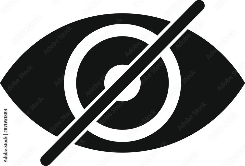 Black and white icon of an eye with a diagonal line through it ...