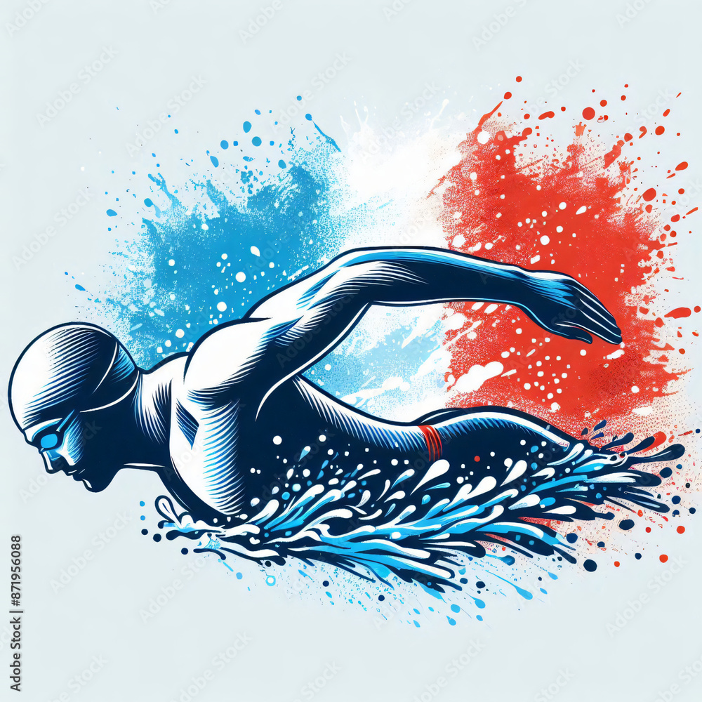 vector image swimmer streamlined position swimmer suit water splashes ...