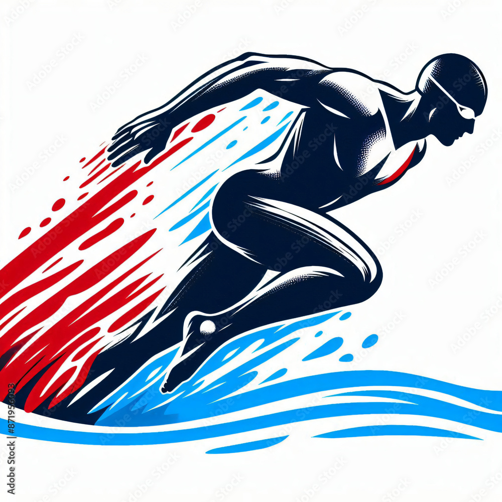 vector image swimmer streamlined position swimmer suit water splashes ...