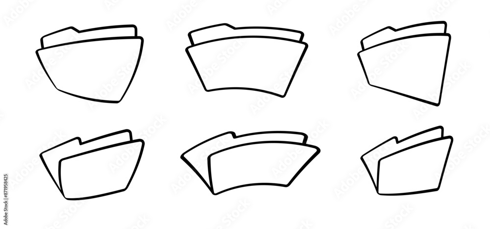Cartoon, comic file management concept. Computer files directory, line ...