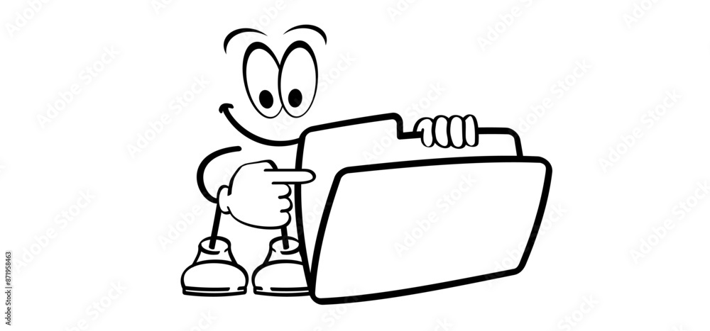 Cartoon, comic mascot file management concept. Computer files directory ...