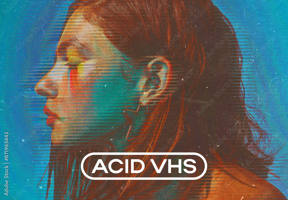 Acid VHS Photo Effect Mockup Stock Template | Adobe Stock
