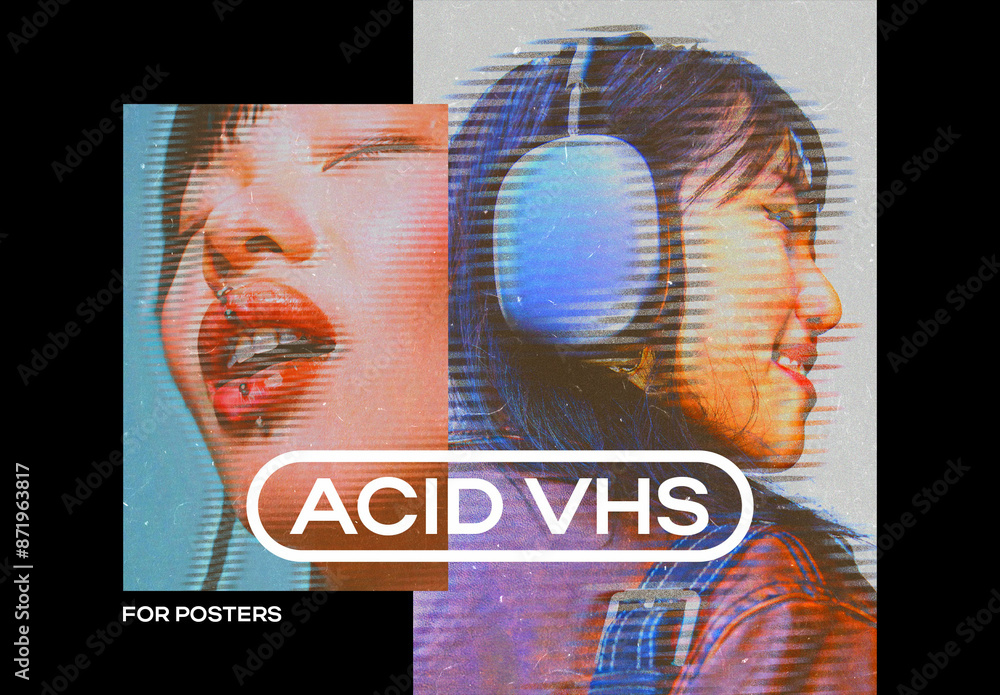 Acid VHS Poster Photo Effect Mockup Stock Template | Adobe Stock