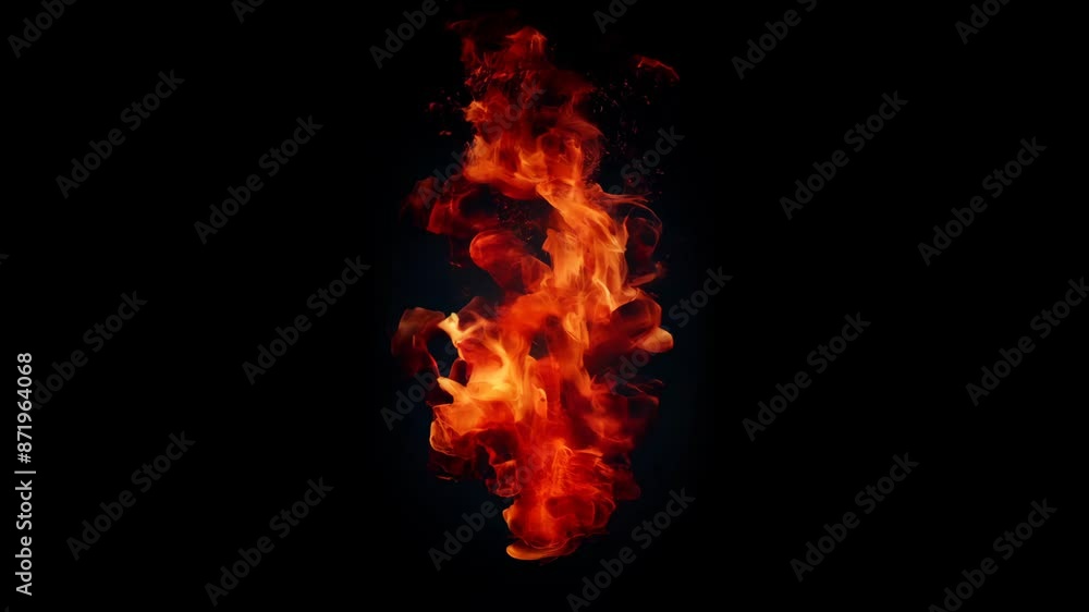 A close up of a flame with a black background. The flame is very large ...