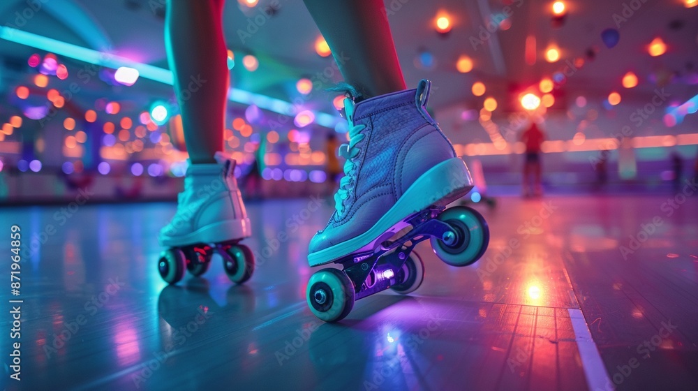 Roller Rink Vibes, A lively roller skating rink with disco lights ...