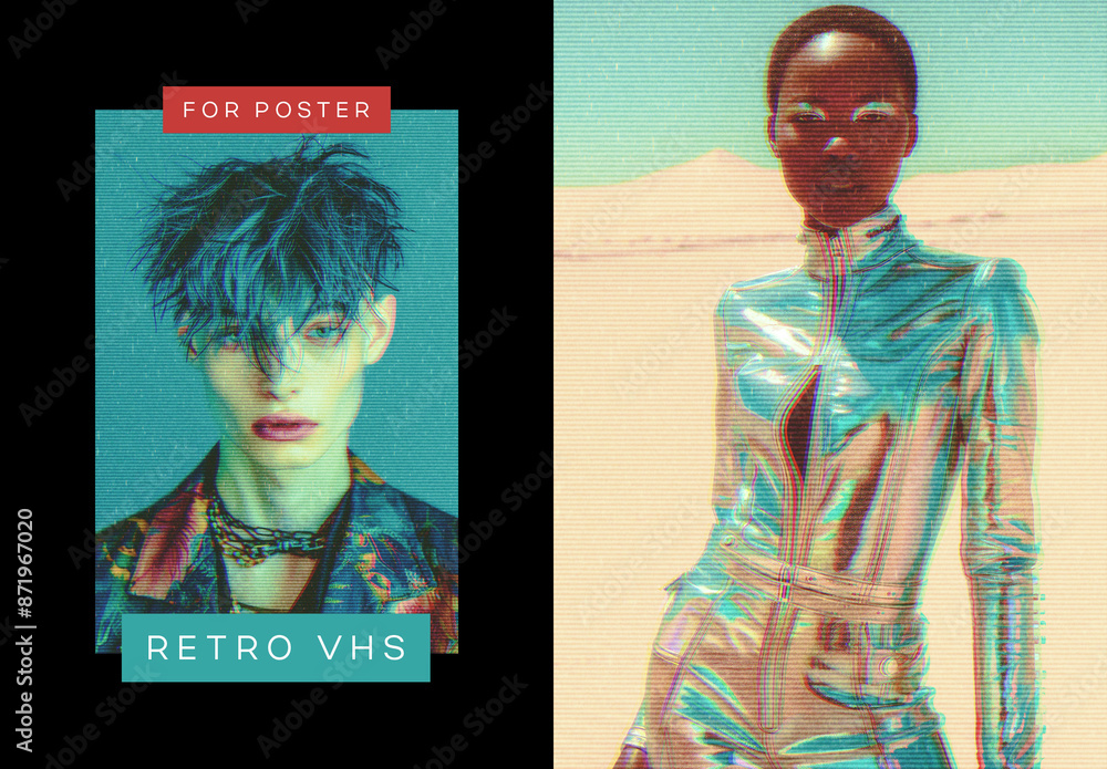 Retro VHS Poster Photo Effect Mockup Stock Template | Adobe Stock