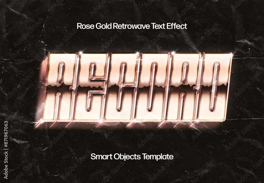 Rose Bold 3D Retrowave Text Effect Mockup Stock Template | Adobe Stock