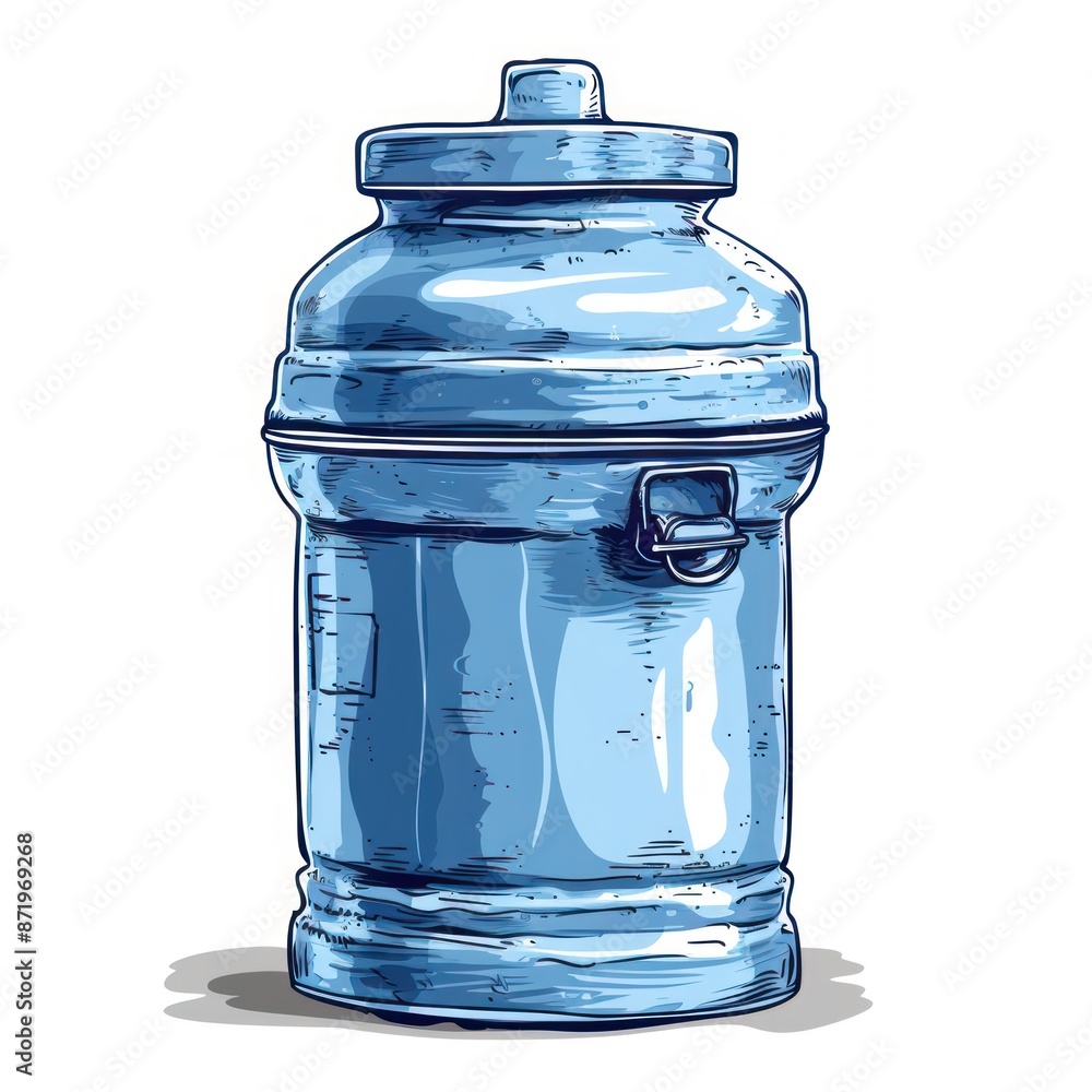 9. Water cooler, camping accessory, detailed drawing, practical design ...