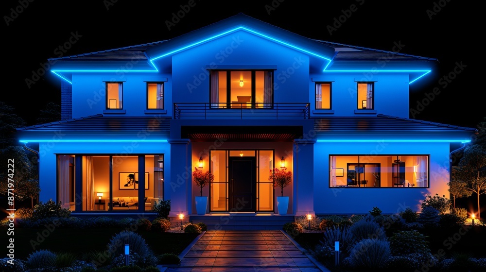 ภาพประกอบสต็อก Draw a cross-section of a futuristic house equipped with ...