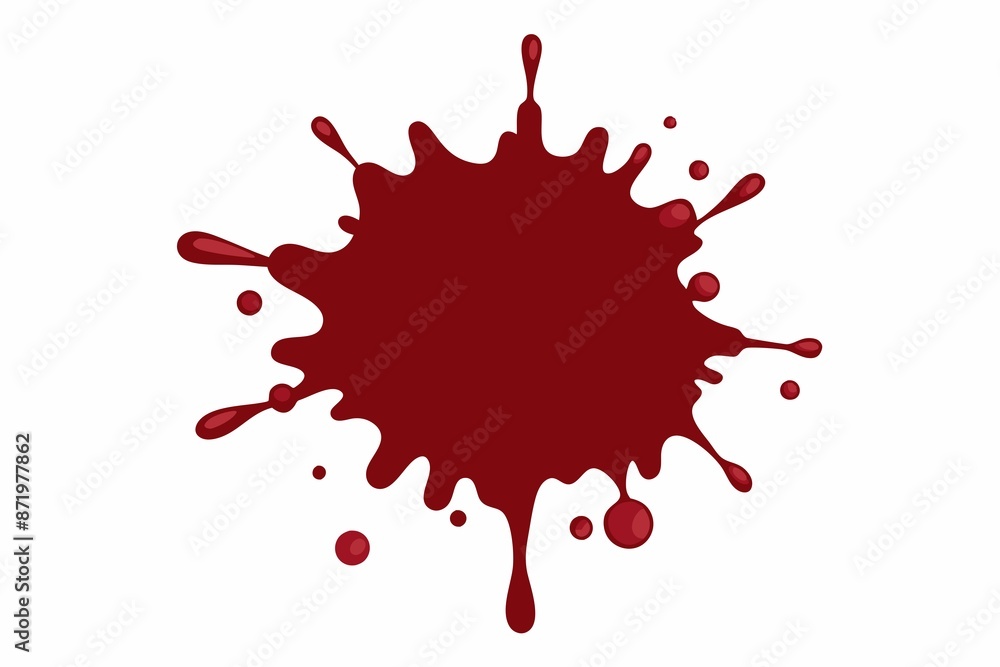 red splash, isolated, clean, white background, Dark red liquid splatter ...