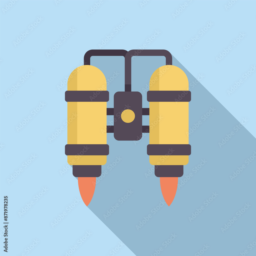 Jetpack with two yellow tanks is flying propelled by fire Stock Vector ...