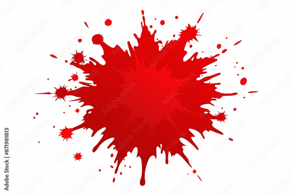 ภาพประกอบสต็อก burst of red paint splatter explodes across pure white ...