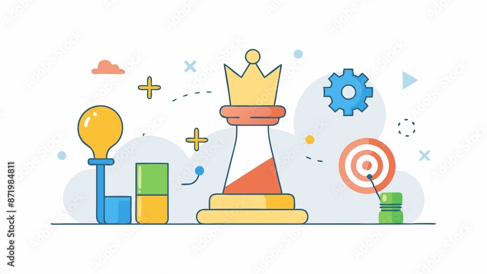 silhouettes, strategy, illustration, simple, Simple strategy concept ...