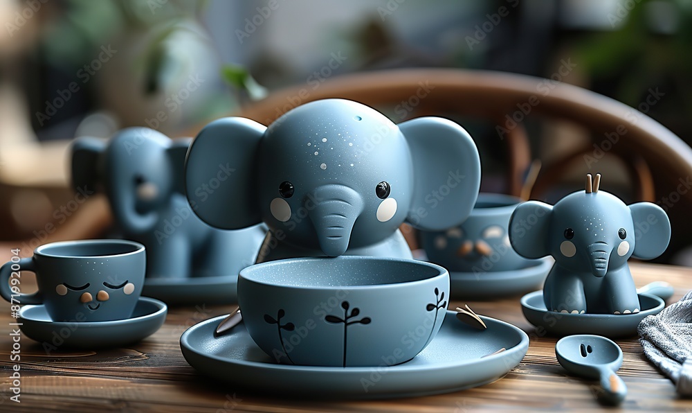 childrens dining set designed to look like a friendly elephant complete ...
