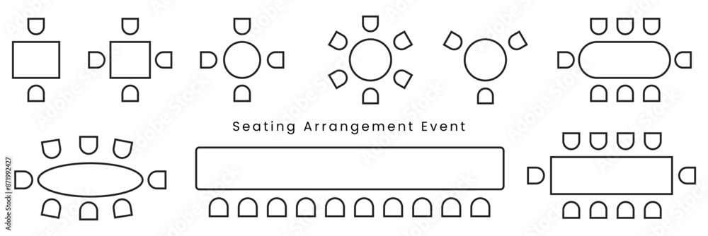 Table Seating Arrangement Icons for an Event and conference. Chairs and ...