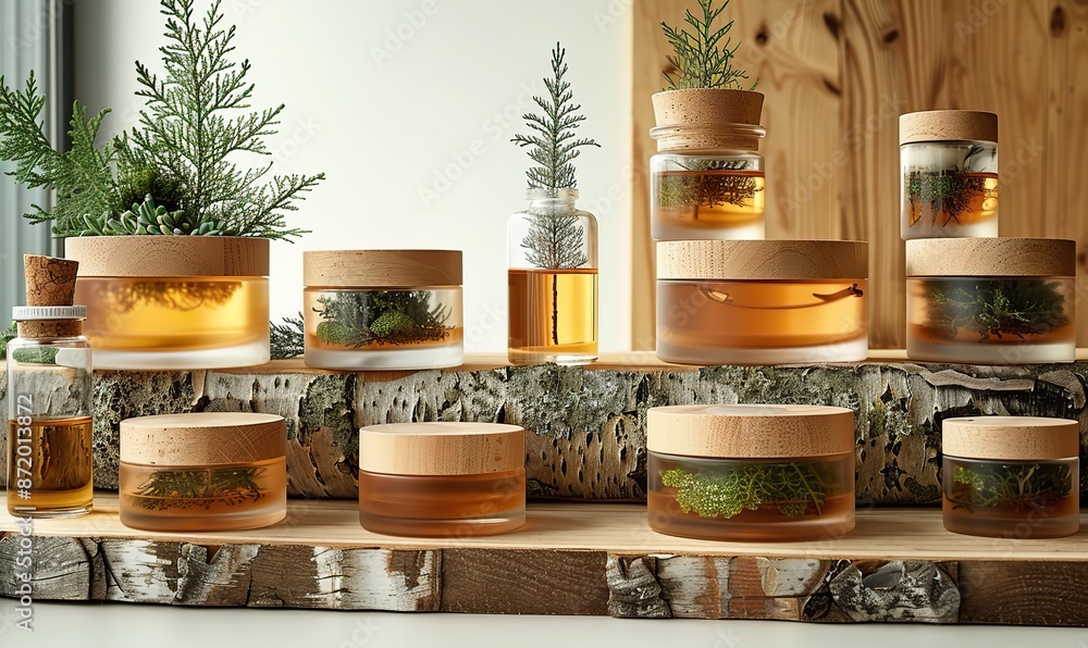 spa natural organic cosmetics packaging design set of transparent glass ...