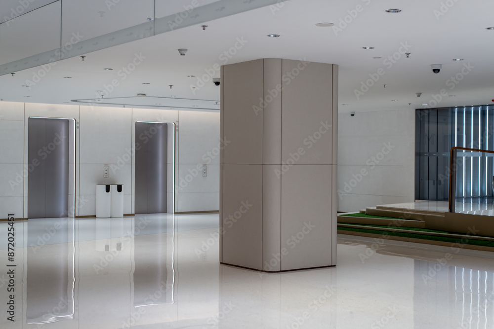 Contemporary Office Lobby Interior with Elevators Stock Photo | Adobe Stock