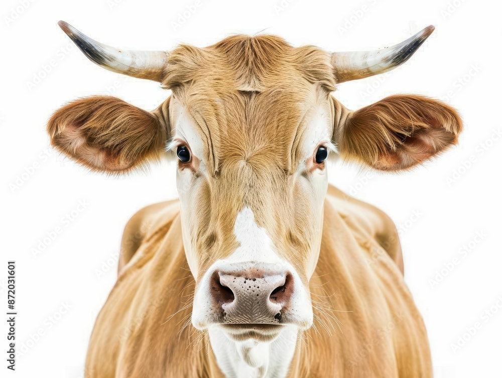 bovine serenity majestic cow stands placidly against pristine white ...