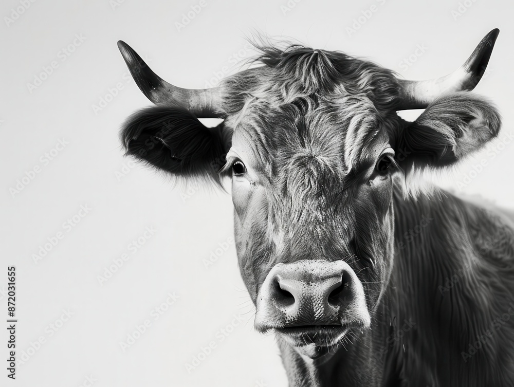 bovine serenity majestic cow stands placidly against pristine white ...