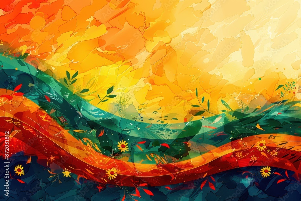 Colorful German Celebration Background with Midsummer Elements Stock ...