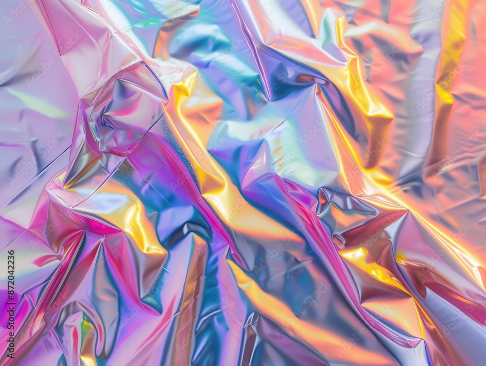 iridescent plastic wrap texture overlaid on a minimalist album cover ...