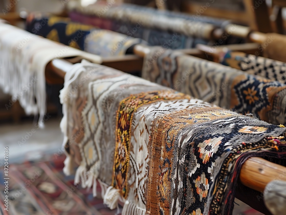 Traditional weaving techniques used to create a detailed textile, Craft ...