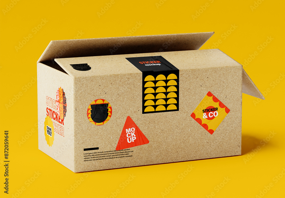 Sticker Take Away Box Mockup Stock Template | Adobe Stock