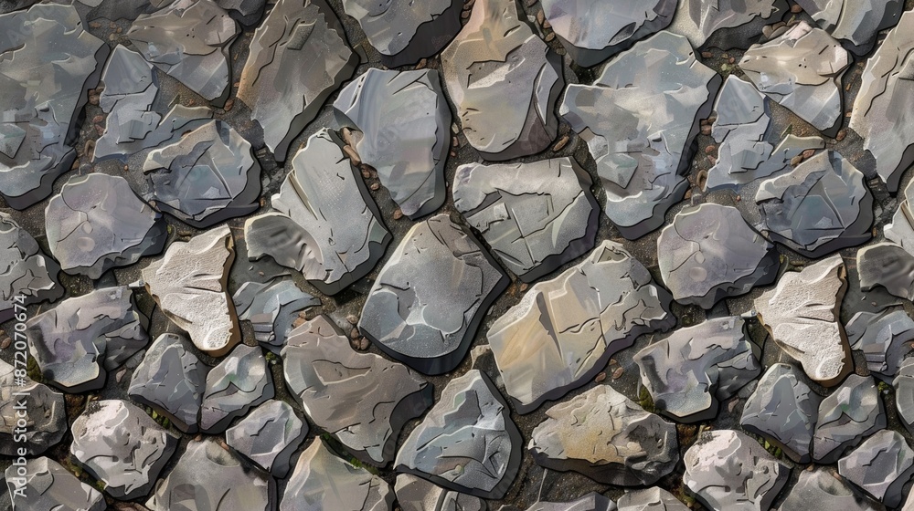 Old grey stone pavement background with isometric stone texture for ...