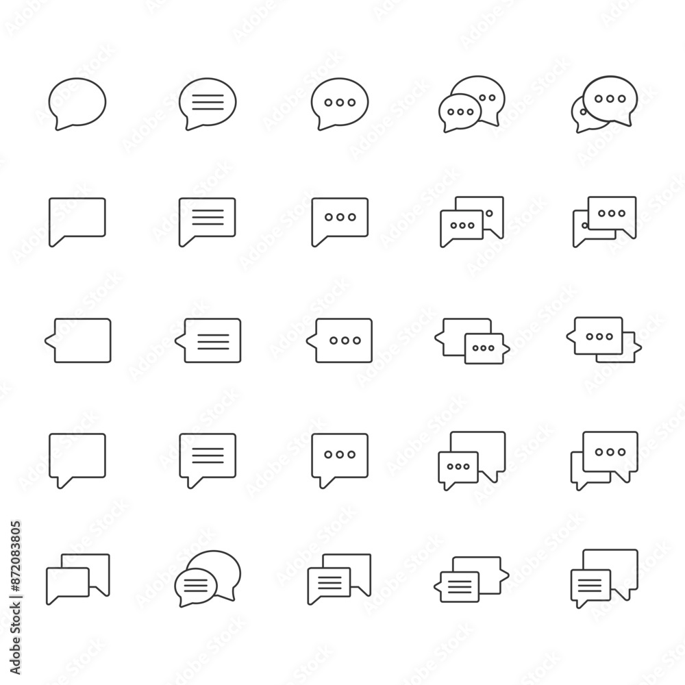 Chat Icons Vector Illustration EPS File | Line Art Chat Symbols ...