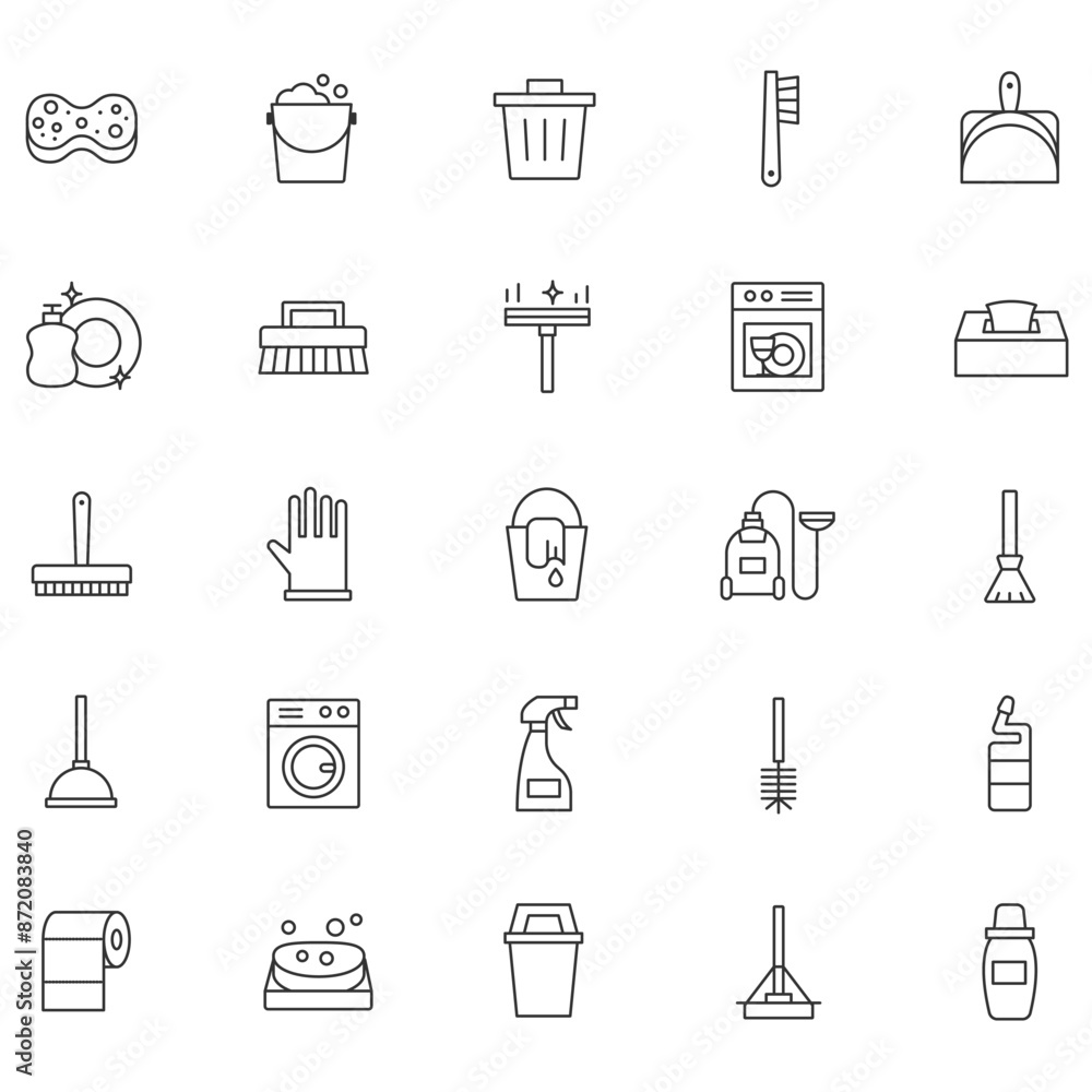 Cleaning Icons Vector Illustration EPS File | Line Art Cleaning Symbols ...