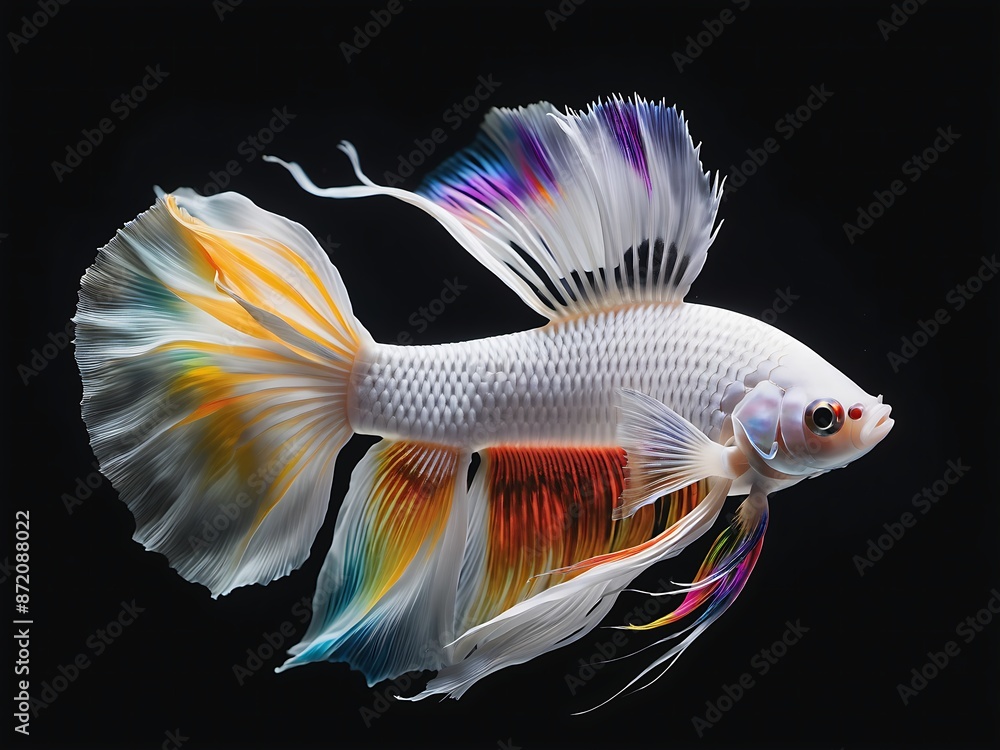 White rose tail betta fish with elegant colorful patterns. Beautiful ...