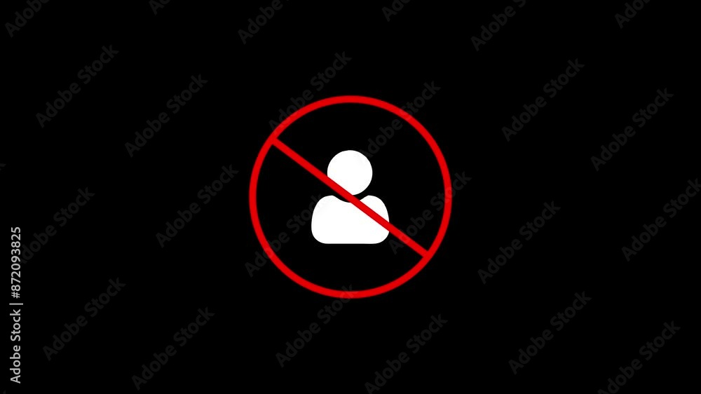 No entry person icon road sign animation. simple red circle prohibition ...
