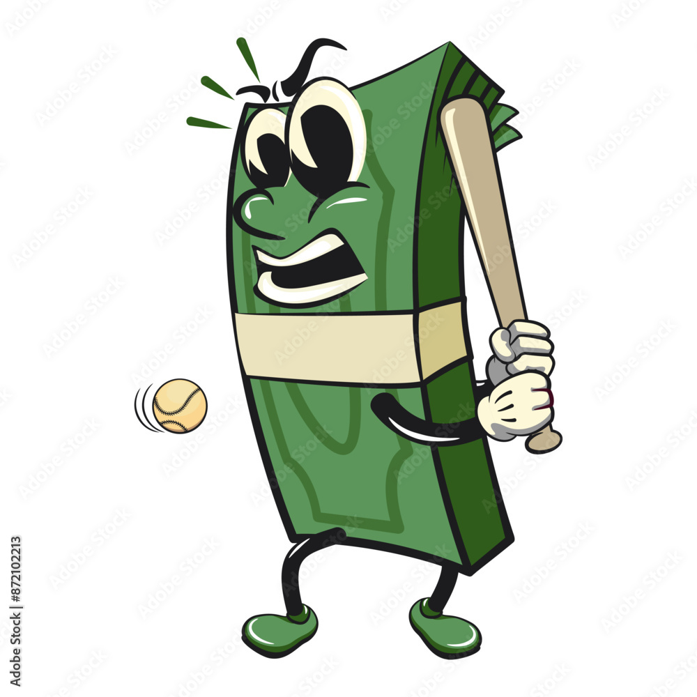 character of a bundle of cash money cartoon vector isolated clip art ...