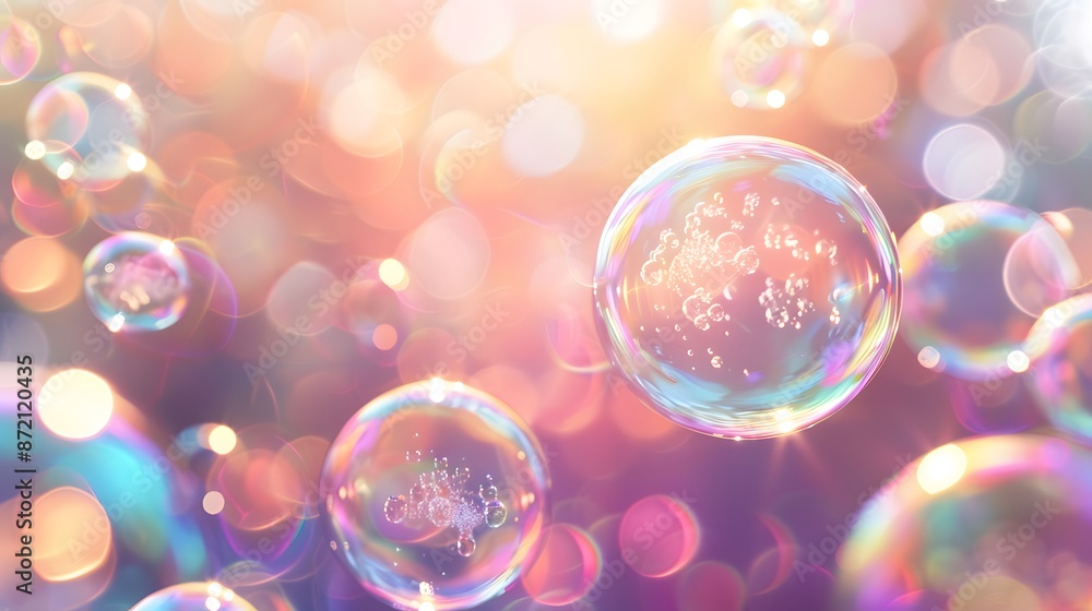 Floating Soap Bubbles: A cluster of iridescent soap bubbles floating in ...