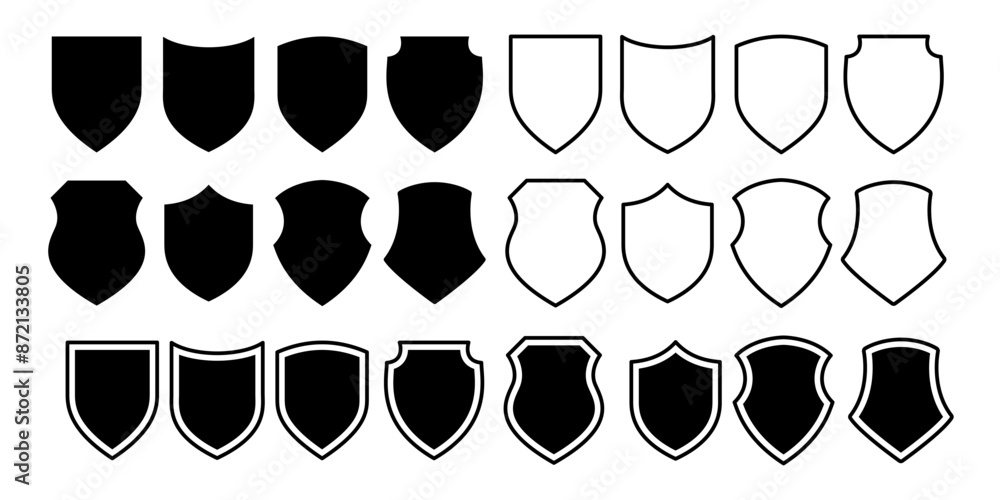 Collection of isolated shield icons. Shield icon. Vector protect shield ...