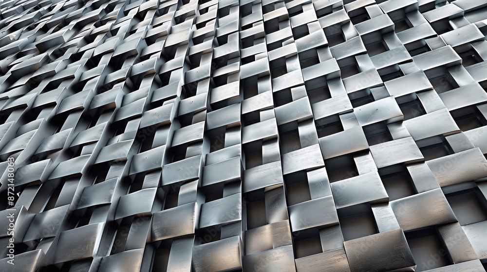 Structure made of interlocking metallic strips woven together in a ...