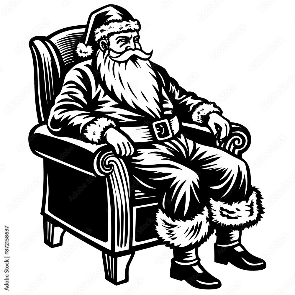 create a simple black and white father christmas Stock Vector | Adobe Stock
