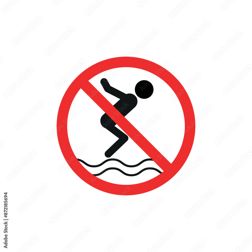 No Diving Safety Sign - Prohibition Symbol for Pools and Water Areas ...
