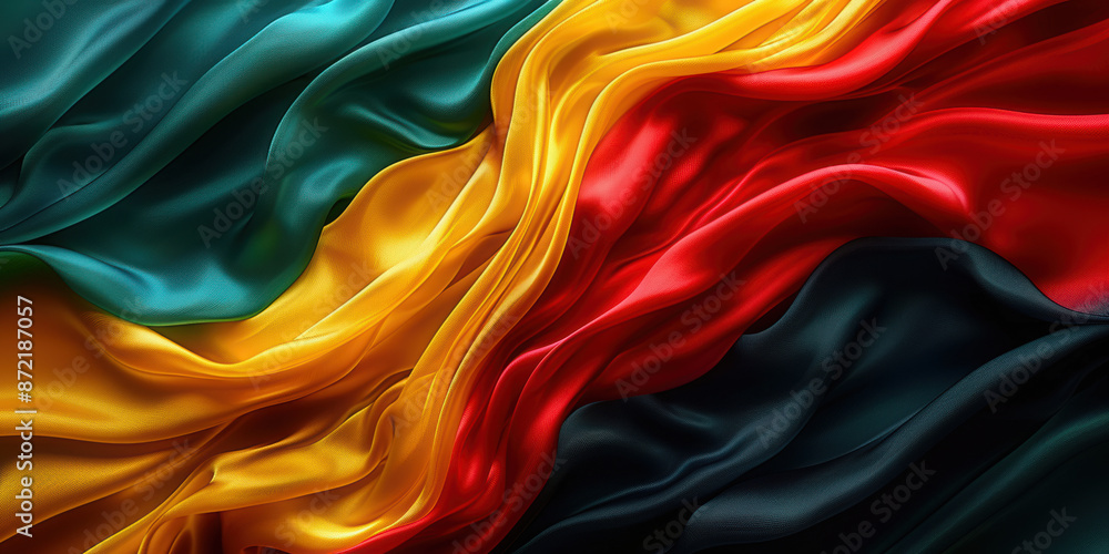 Black History Month banner, vibrant textile texture, red yellow green ...