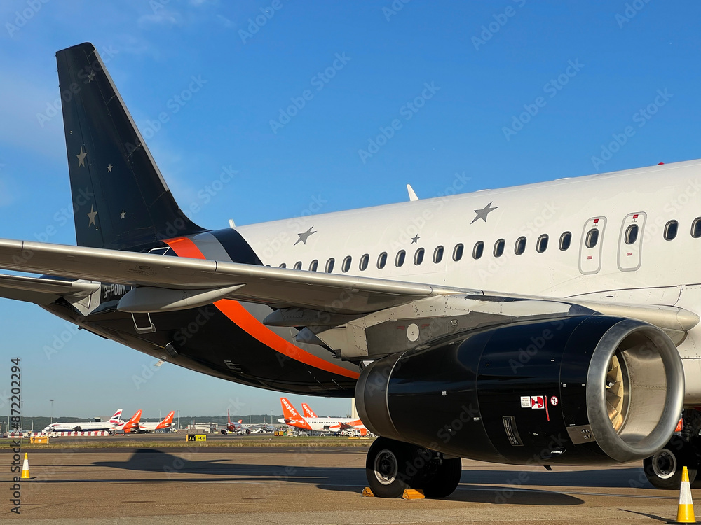 Titan Airways Airbus A320 Aircraft Engine and Tail Logo Stock Photo ...