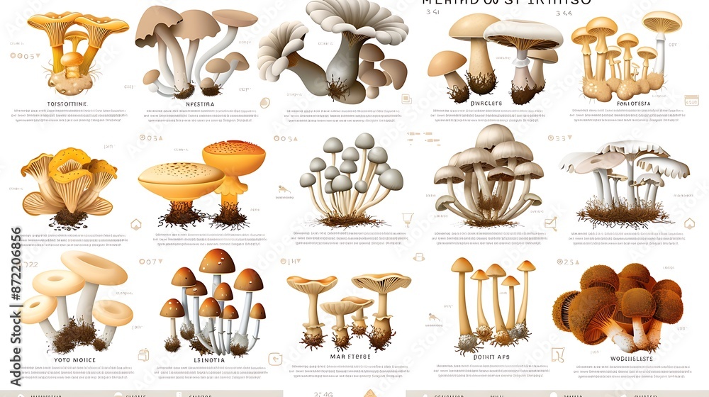 Illustrative infographic on the different types of fungi, including ...