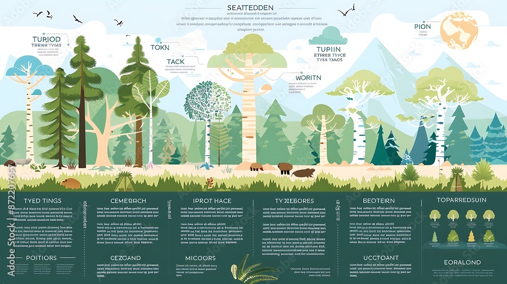 Illustrative infographic on the different types of biomes, such as ...