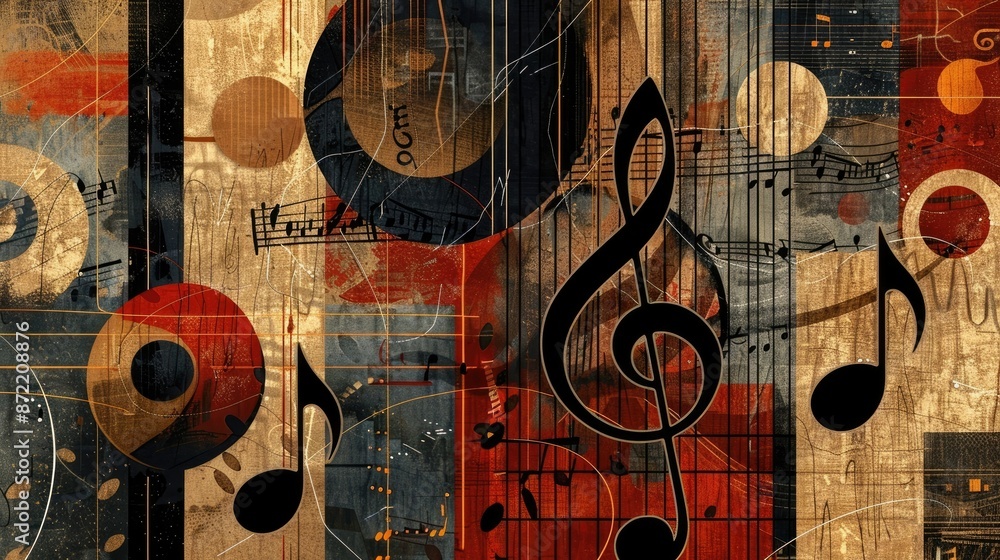 Iconic Musical Notation Symbols And Expressive Clef Shapes In Fluid Hand Crafted Digital Artwork