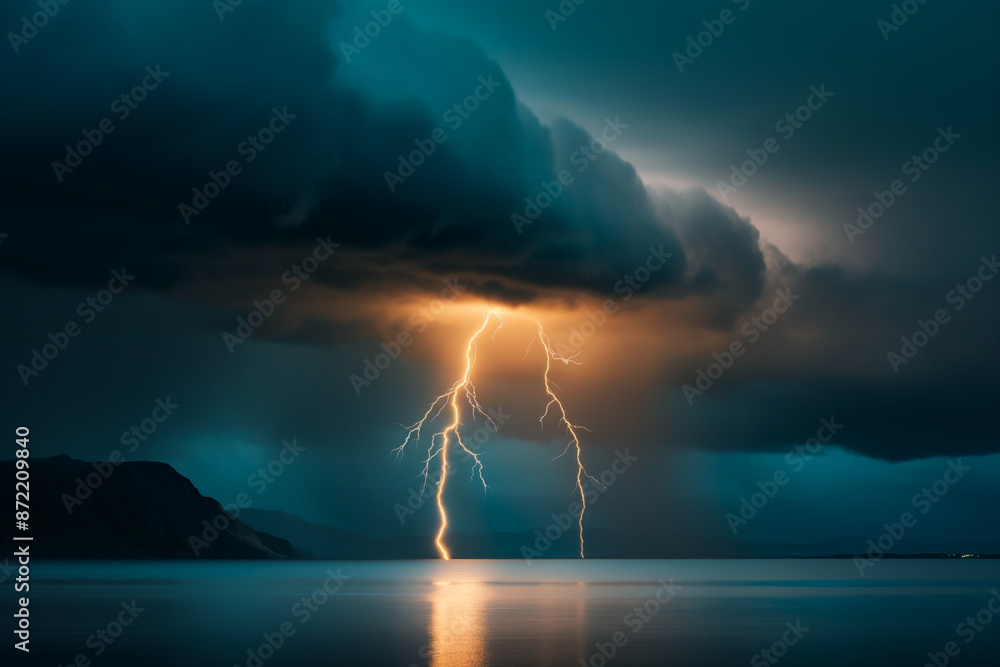 Captivating lightning illuminates the dark sky as mesmerizing sprites ...