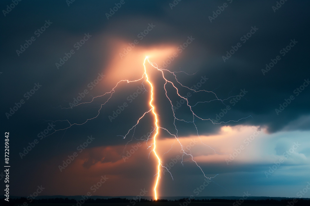 Captivating lightning illuminates the dark sky as mesmerizing sprites ...