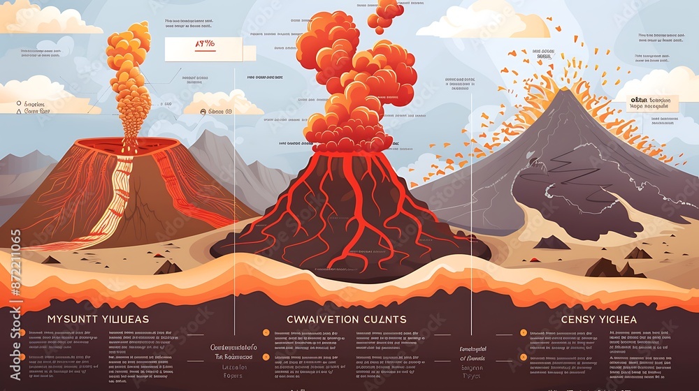 Illustrative infographic on the different types of volcanoes, such as ...